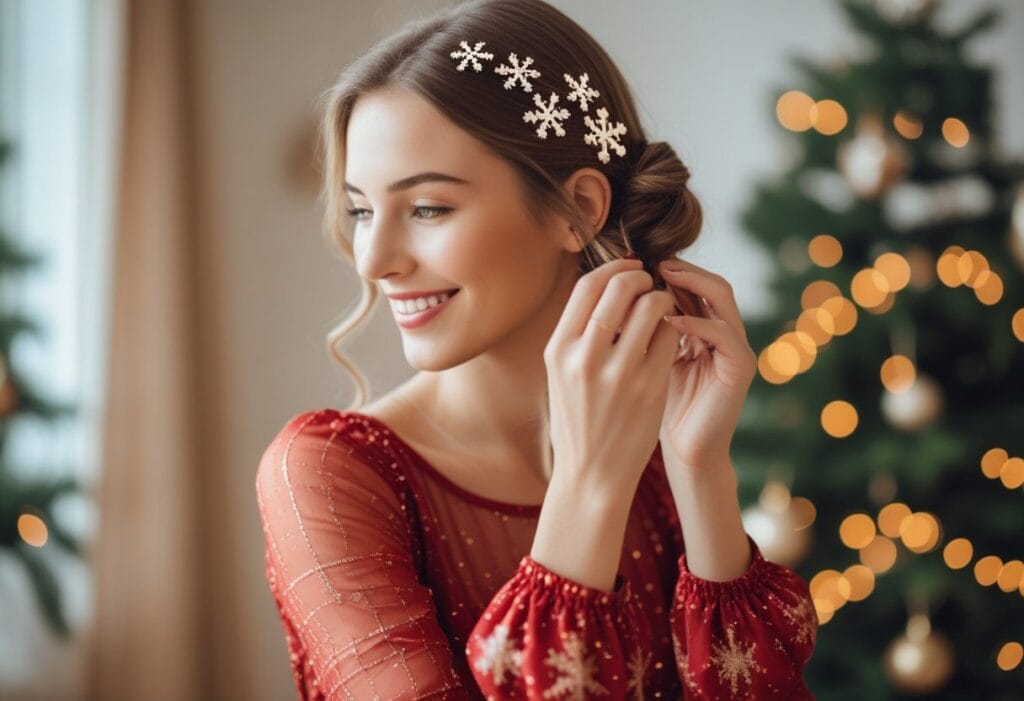 Sådan styler du din julekjole med hårspænder til julefester